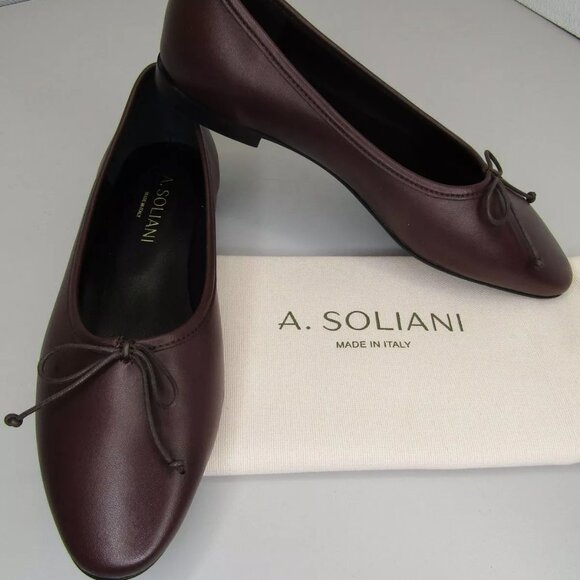A. Soliani | Shoes | New A Soliani Italy Womens Como Wine Leather Flats ...